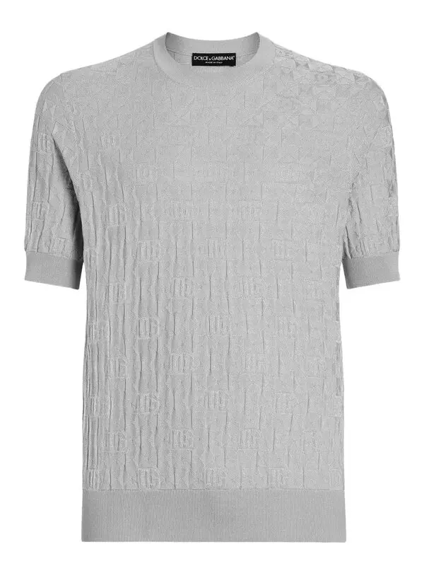 Dolce & Gabbana Textured-knit Short-sleeve Top - Grey