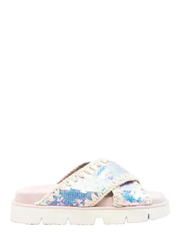 Mou Sequin-embellished Platform Sandals - Pink