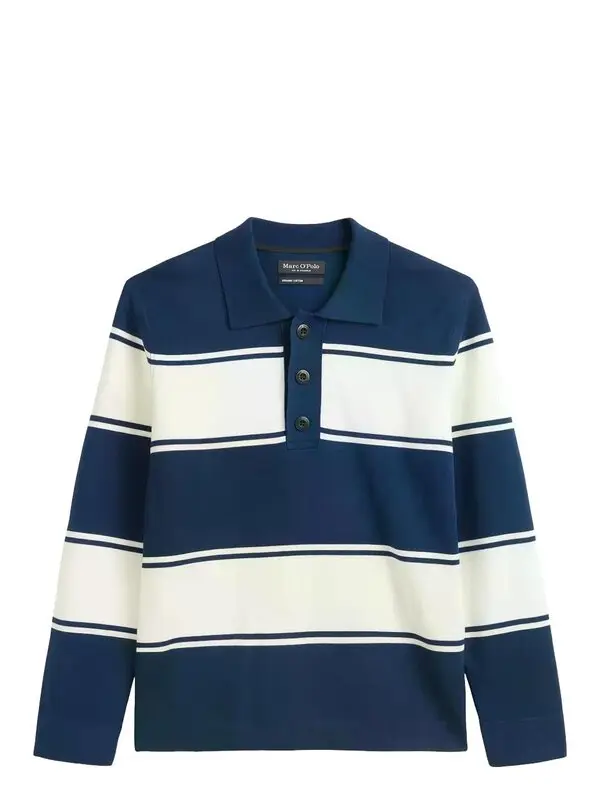 Marc O'polo Striped Long-sleeve Polo Shirt - Blue