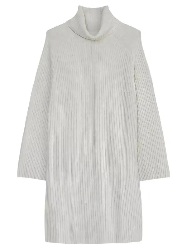 Marc O'polo Turtleneck Ribbed Mini Dress - Grey