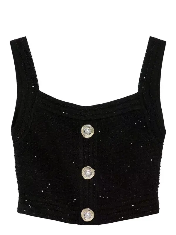Balmain Textured Cropped Top - Black