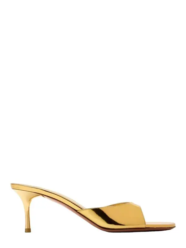 Amina Muaddi 60mm Jeanne Metallic Mules - Gold