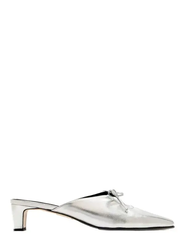 ALOHAS Metallic Leather Mules - Silver