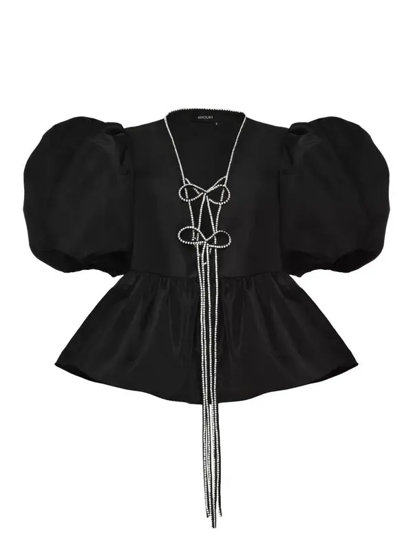 ANOUKI Puff-sleeve Blouse - Black