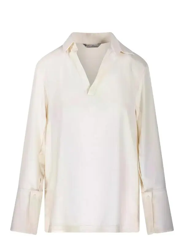 Max Mara V-neck Blouse - 005 Bianco Avorio