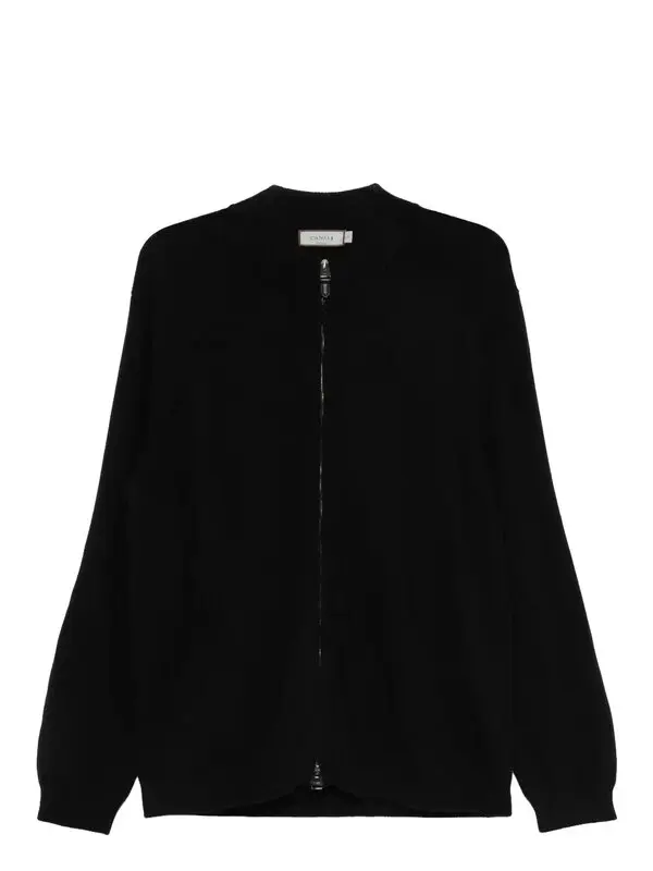 Canali Wool-blend Zip-up Cardigan - Black