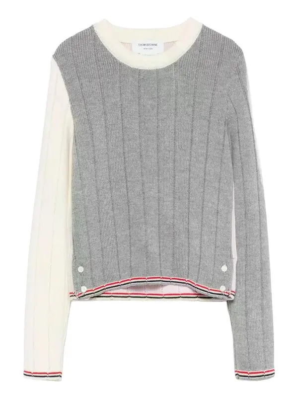 Thom Browne Virgin Wool Ribbed Jumper - Grey