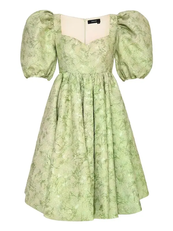 ANOUKI Puff-sleeve Dress - Green