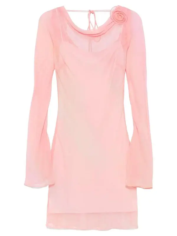 DE LA VALI Silk Long Sleeve Dress - Pink