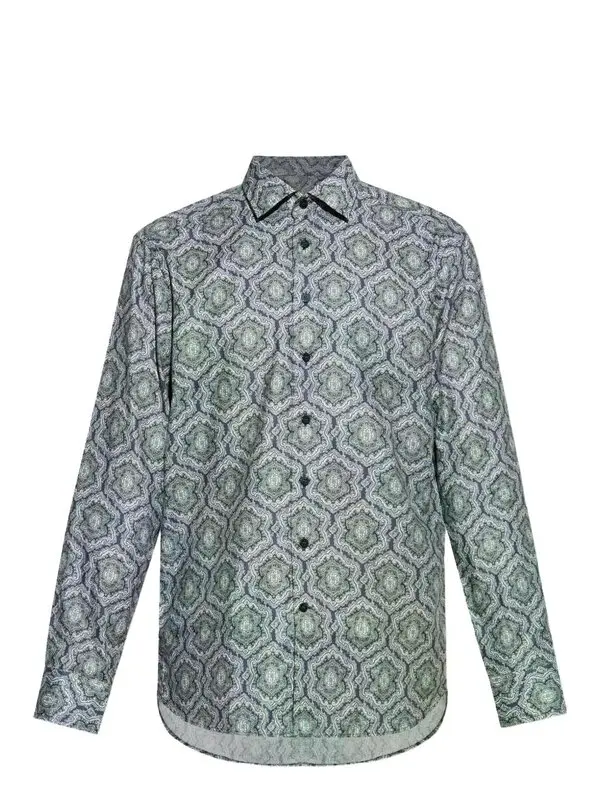 Etro Geometric-print Long-sleeve Shirt - Blue