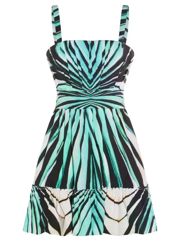 Roberto Cavalli Zebra-print Skater Dress - Blue