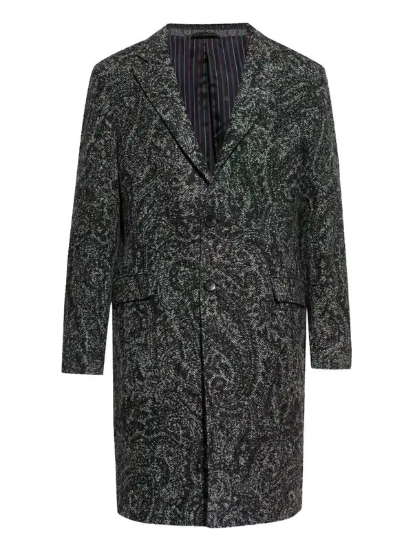 Etro Paisley-patterned Long Coat - Black