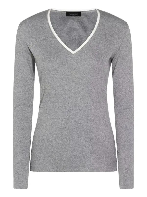 Fabiana Filippi Long-sleeve V-neck Top - Grey