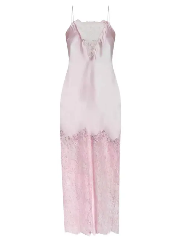 LoveShackFancy Lace-trimmed Satin Dress - Pink