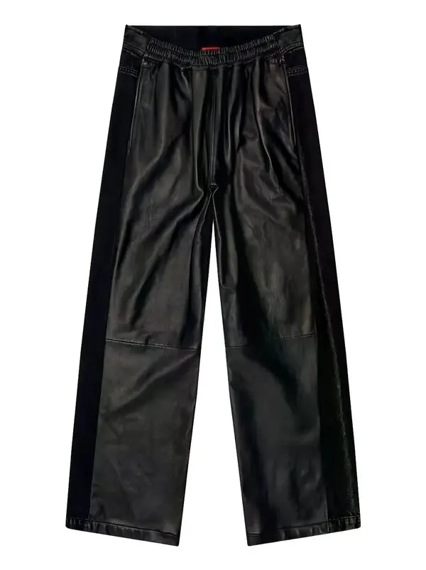 Diesel Leather Wide-leg Trousers - Black