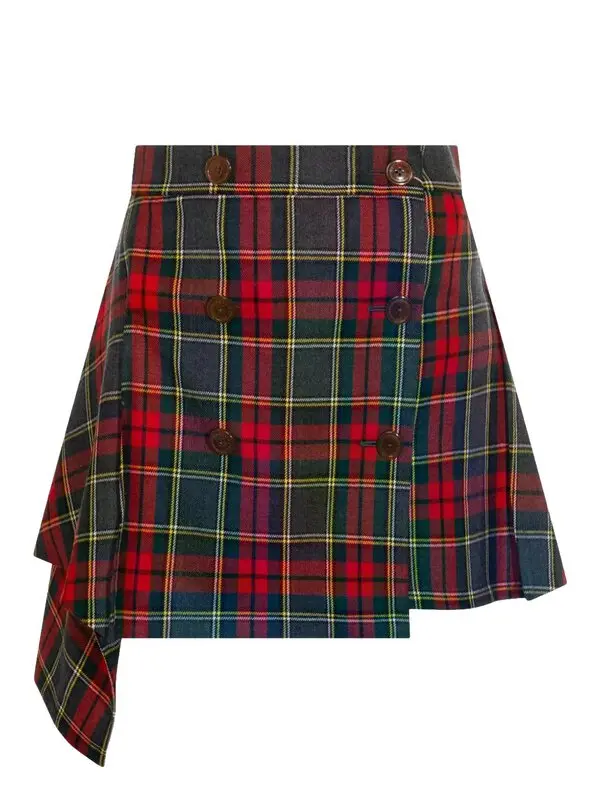 VIVIENNE WESTWOOD Asymmetric Plaid Mini Skirt - Red