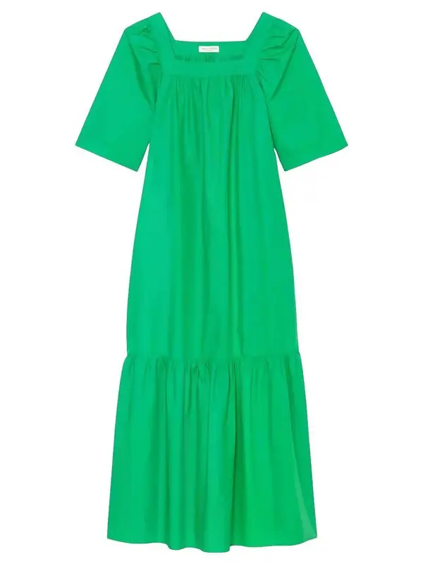 Marc O'polo Puff-sleeve Tiered Midi Dress - Green