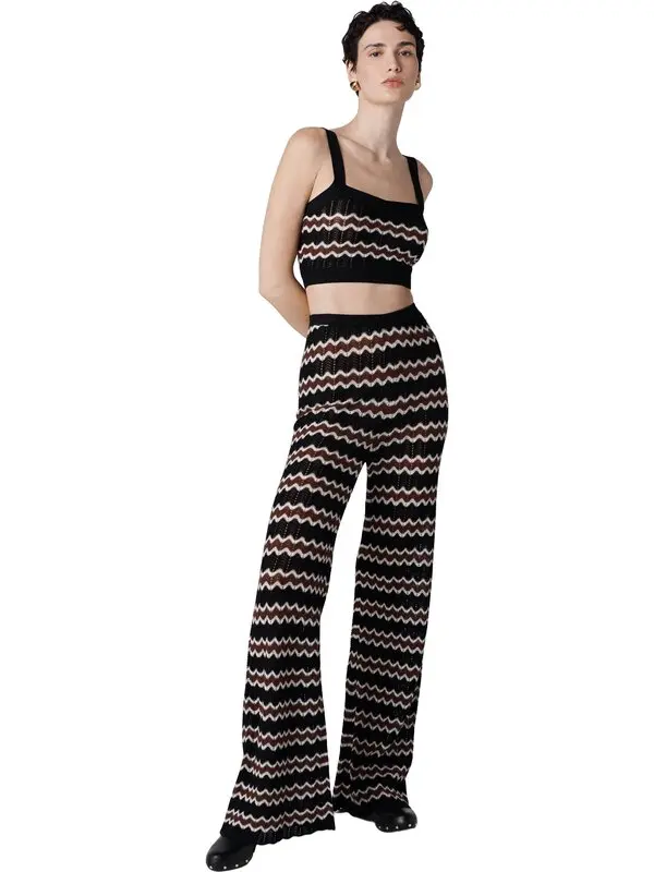 Diane Von Furstenberg Birdie Knit Pants - Black And Coffee Grind Multi