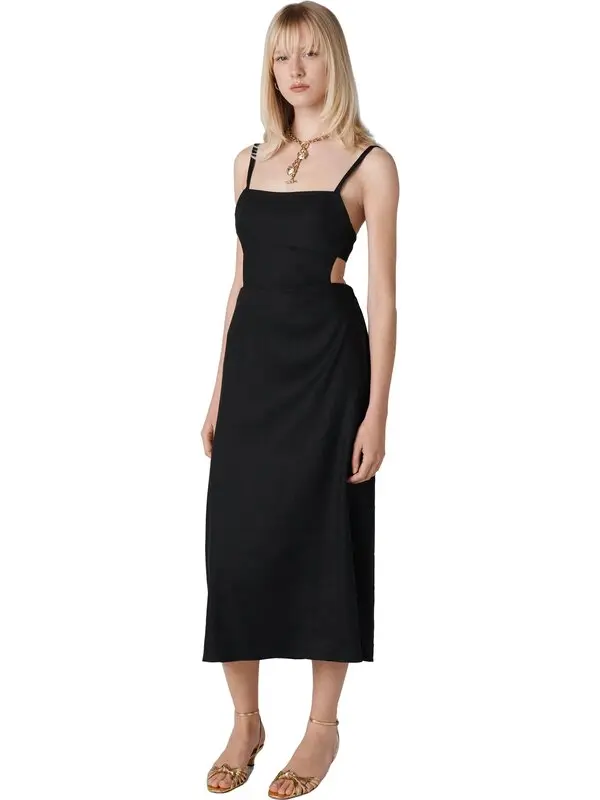 Diane Von Furstenberg Zoe Stretch Linen Dress - Black