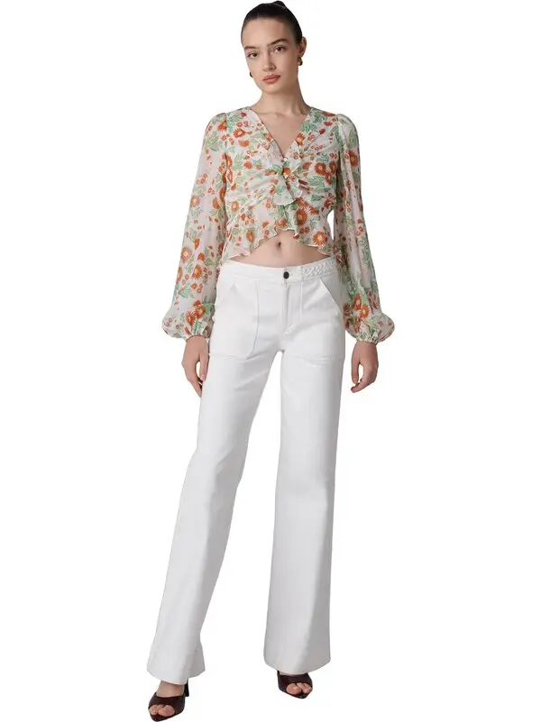 Diane Von Furstenberg Mary Silk Chiffon Top - Tiny Marlene Batik Ivory