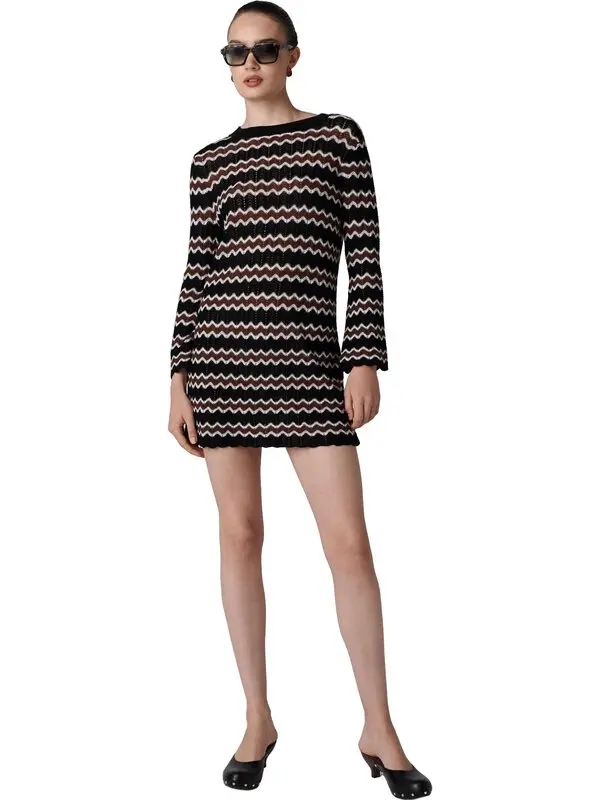 Diane Von Furstenberg Ema Mini Knit Dress - Black And Coffee Grind Multi