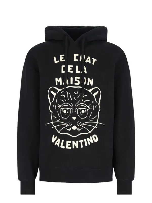 Valentino Garavani Cotton Jersey Hoodie - Black + Butter