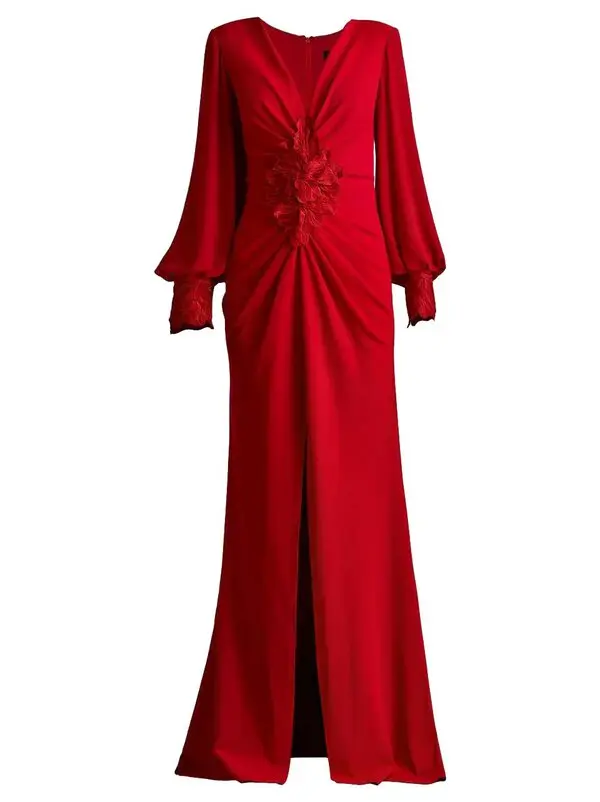 Tadashi Shoji Ruched Gown - Red
