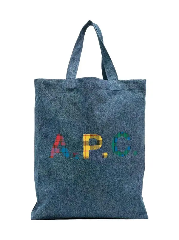 A.p.c. Logo-print Denim Tote Bag - Blue