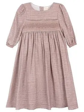 ELY'S & CO. Loom Stitch 3/4 Smocked Linen Dress - Mauve