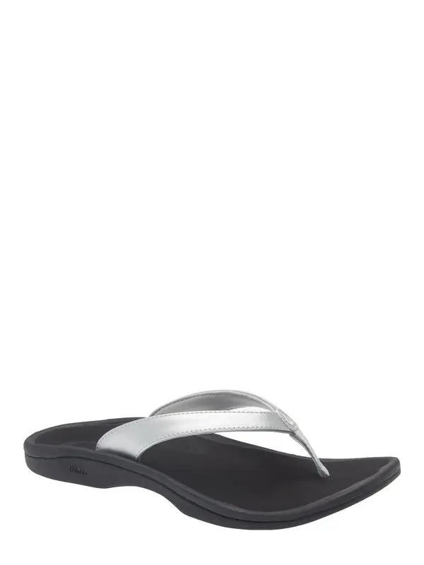 Olukai Ohana Flip Flop - Silver/black