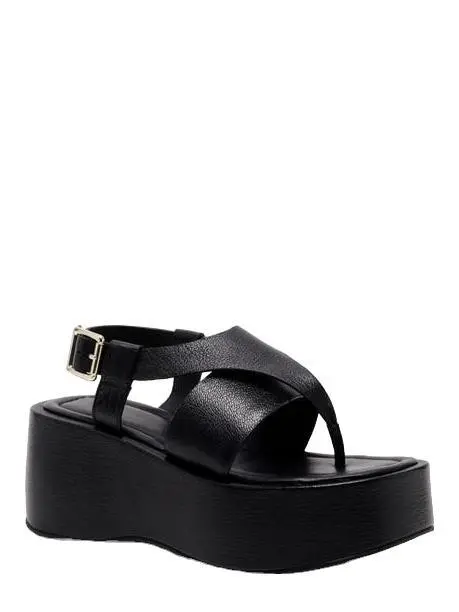 Free People Ankle Strap Platform Sandals - Black