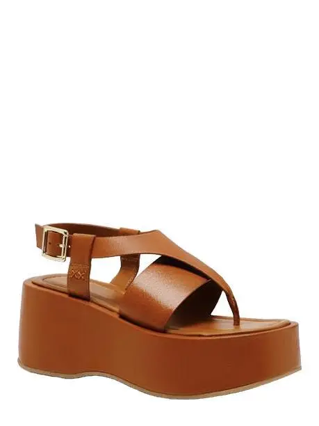 Free People Ankle Strap Platform Sandals - Cognac
