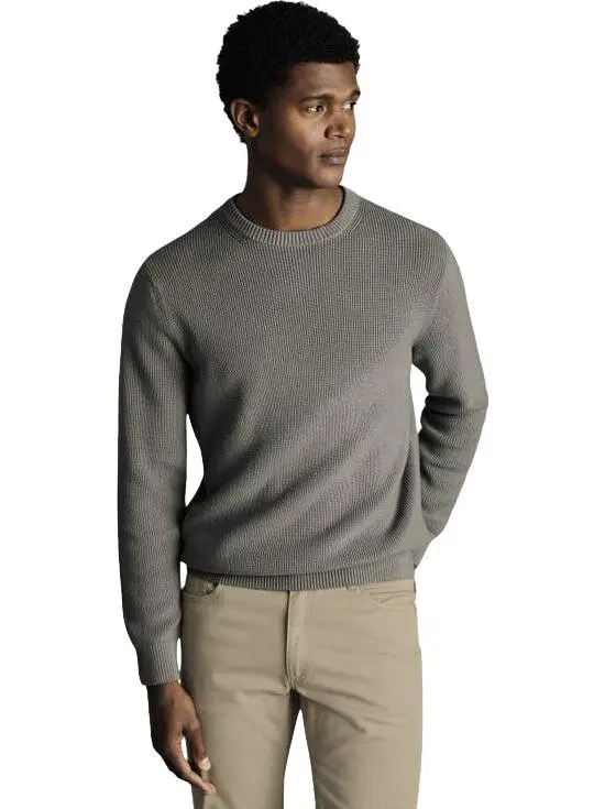 CHARLES TYRWHITT Cotton Rib Crew Neck Sweater - Grey