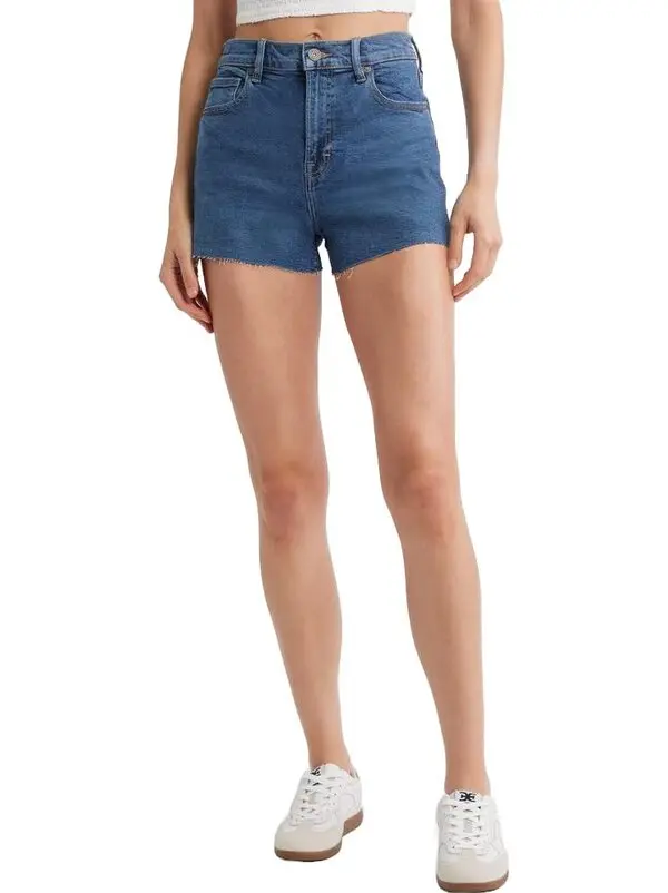 HIDDEN JEANS High Waist Cutoff Denim Shorts - Dark Wash