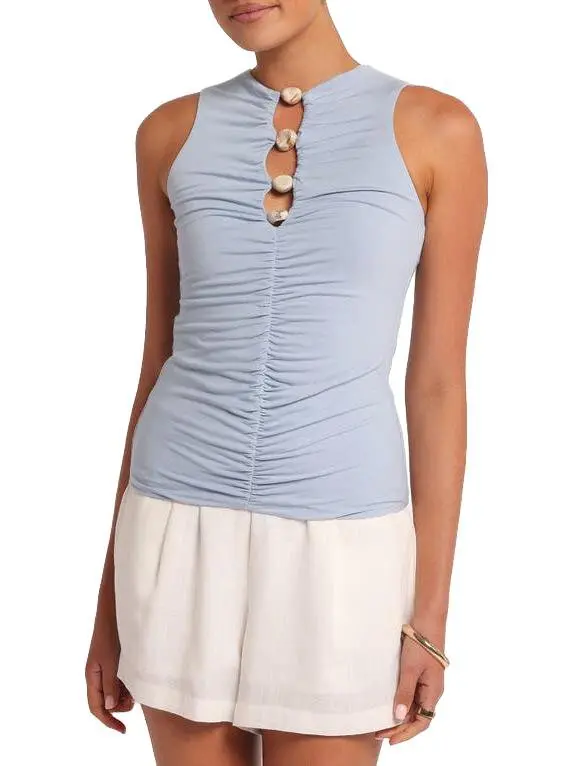 PETAL & PUP Ruched Stretch Tank - Blue