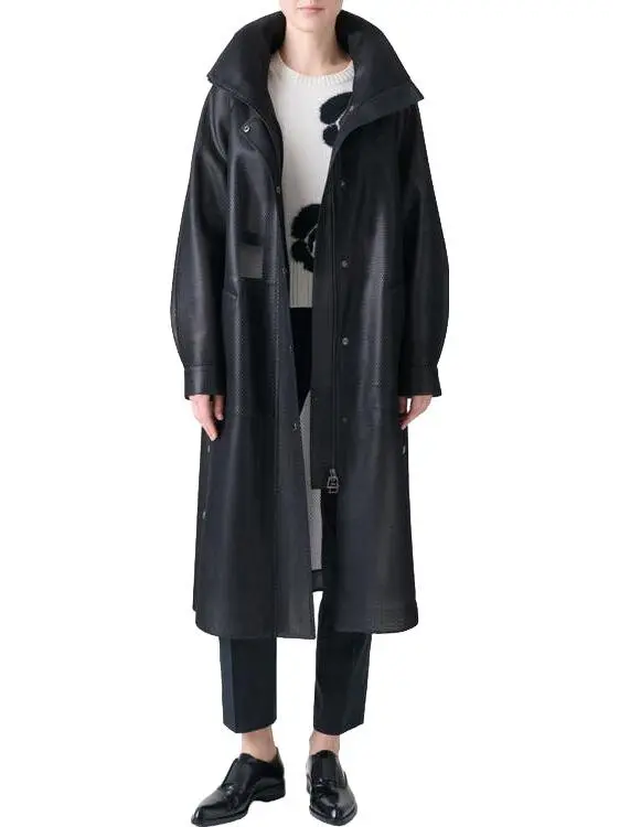 Akris Brady Honeycomb Translucent Raincoat - Black