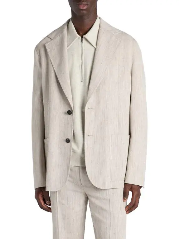 Bottega Veneta Textured Striped Sport Coat - 2674 Grey Putty