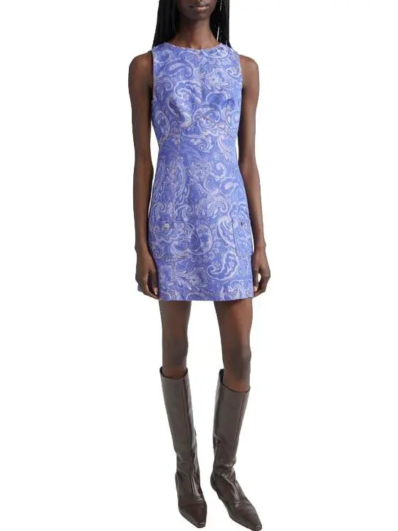 Etro Paisley Denim Sheath Dress - Multicolour On Pale Blue Base