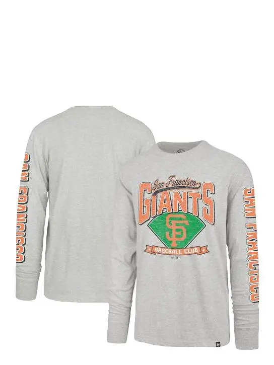 '47 San Francisco Giants Big & Tall Distressed Franklin Long Sleeve T-shirt - Gray