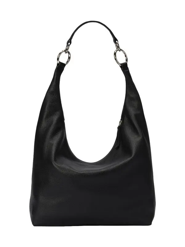 HYER GOODS Leather Hobo Ring Bag - Black/gold