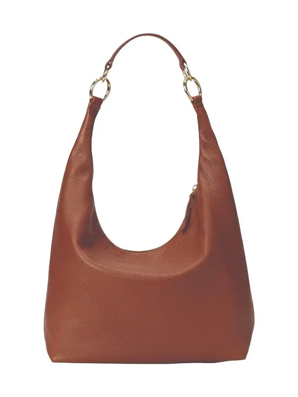 HYER GOODS Leather Hobo Ring Bag - Cognac