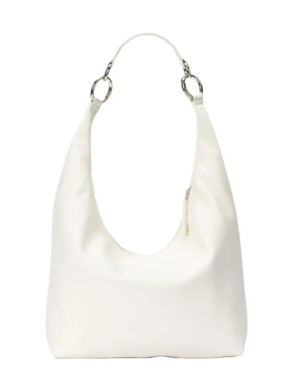 HYER GOODS Leather Hobo Ring Bag - White