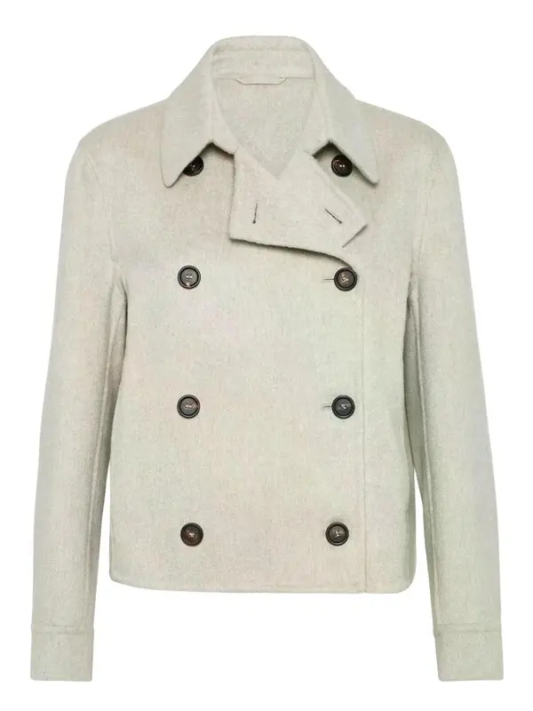 Brunello Cucinelli Brushed-finish Double-breasted Jacket - Neutrals