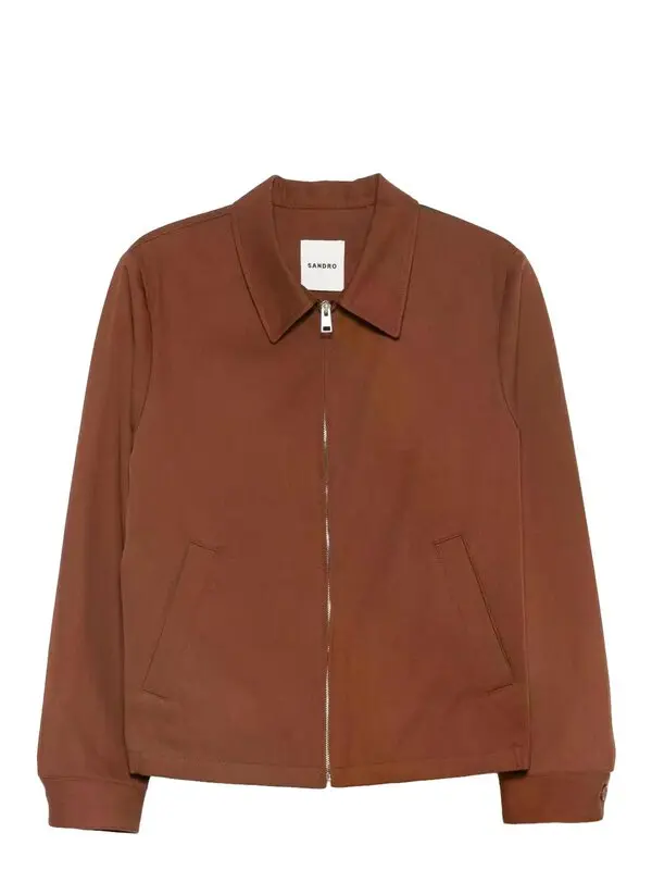 Sandro Zip-up Pointed-collar Jacket - Brown
