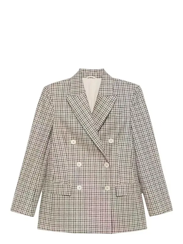 Brunello Cucinelli Check-print Double-breasted Blazer - Neutrals