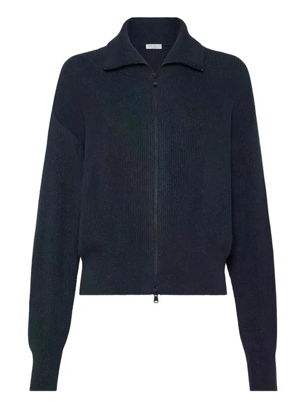 Brunello Cucinelli Metallic-threading Cardigan - Blue