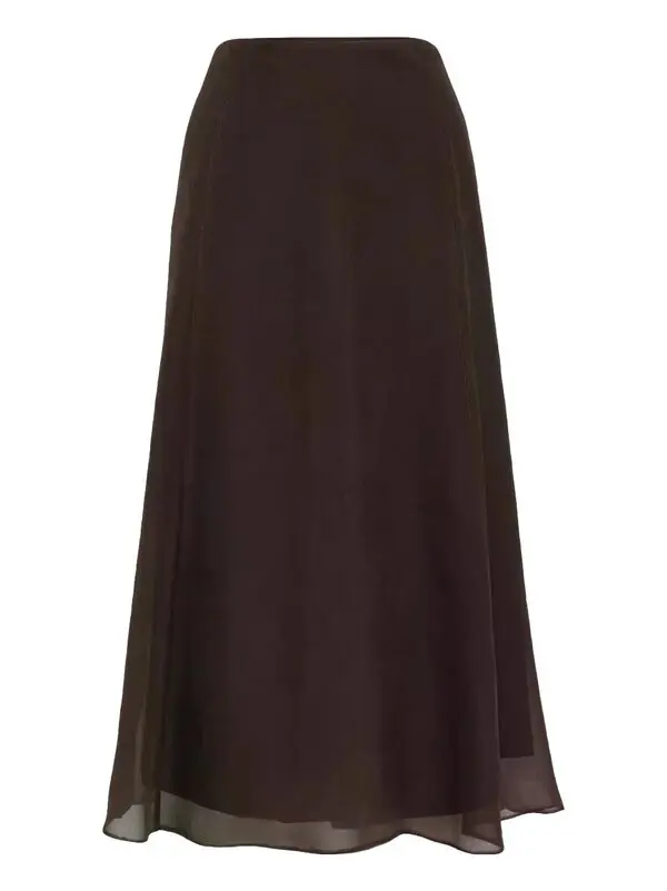 Brunello Cucinelli Silk Midi Skirt - Brown