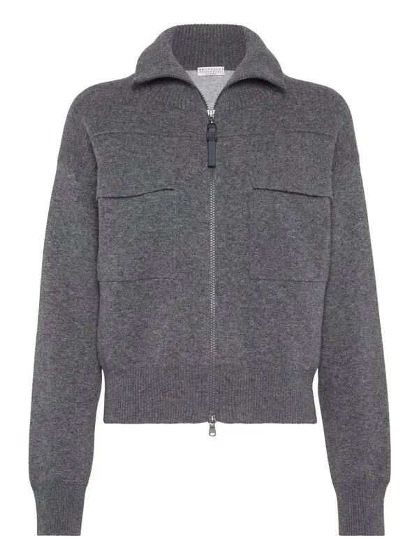 Brunello Cucinelli Double-knit Cardigan - Grey