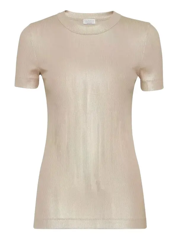 Brunello Cucinelli Ribbed T-shirt - Neutrals