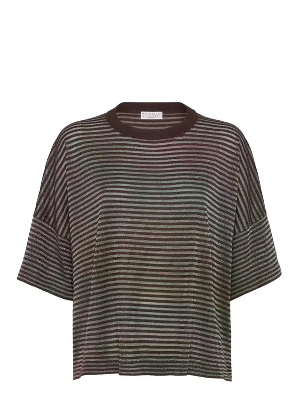 Brunello Cucinelli Striped T-shirt - Brown